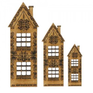Folk Art Skinny Christmas House MDF Wood Shape